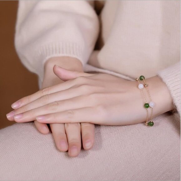 The Crystal Closets | Jewelry | 4k Plate Over Sterling Silver White And Green Jade Double Strand ...